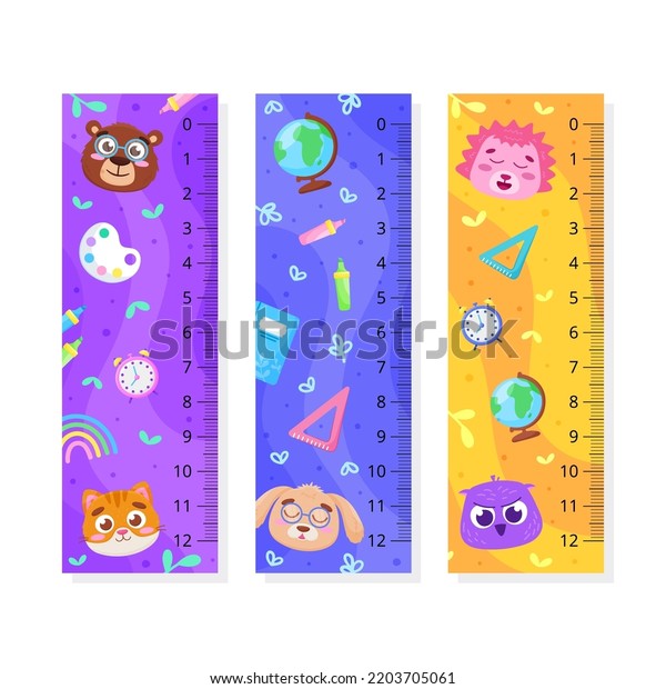 Childrens Ruler Measuring Length School Supplies Stock Vector (Royalty ...
