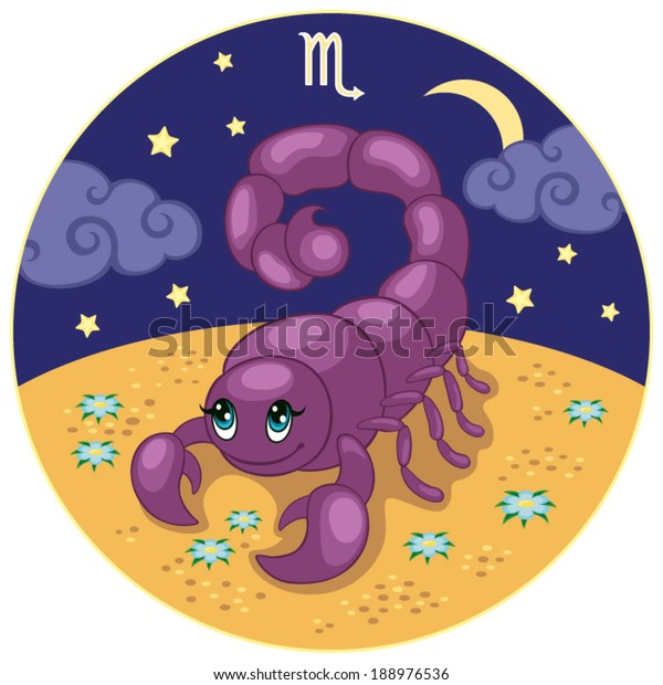 Childrens Scorpio Zodiac Sign Vector Illustration Stock Vector (Royalty ...