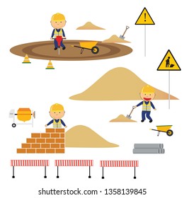 Childrens Style Illustration Showing Construction Site Stock Vector ...