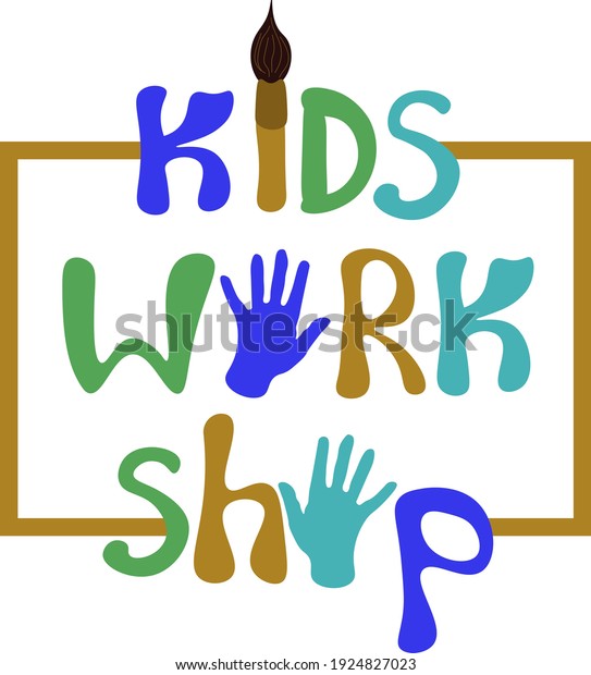 Childrens Workshop Color Handwritten Font Logo Stock Vector (Royalty ...