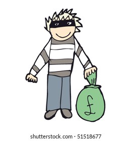 Childs Drawing Criminal Stock Vector (Royalty Free) 51518677