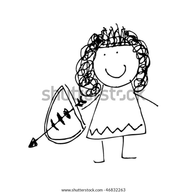 Childs Drawing Indian Princess Bow Stock Vector (Royalty Free) 46832263 ...