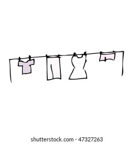Childs Drawing Washing Line Stock Vector (Royalty Free) 47327263 ...