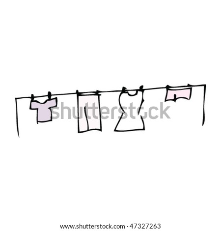 Childs Drawing Washing Line Stock Vector (Royalty Free) 47327263 ...