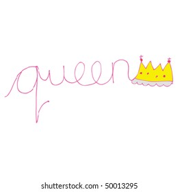Childs Drawing Word Queen Stock Vector (Royalty Free) 50013295 ...