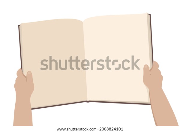 Childs Hands Holding Open Book Vector Stock Vector (Royalty Free ...