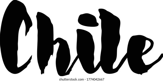 Chile Country Name Handwritten Text Calligraphy Stock Vector (Royalty ...