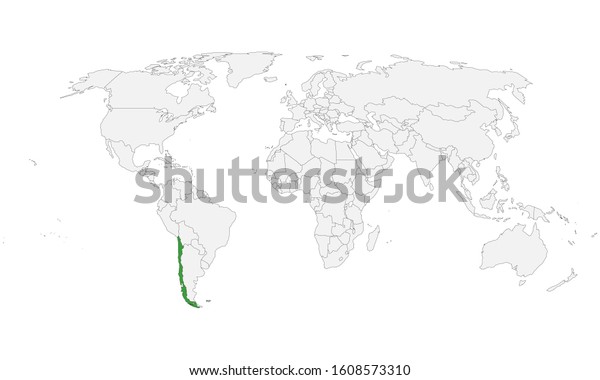 Chile Highlighted Green On World Map Stock Vector (Royalty Free) 1608573310