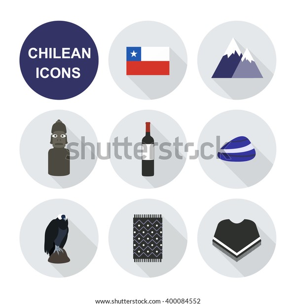 Chile Icons Chilean Theme Vector Illustration: เวกเตอร์สต็อก (ปลอดค่า ...