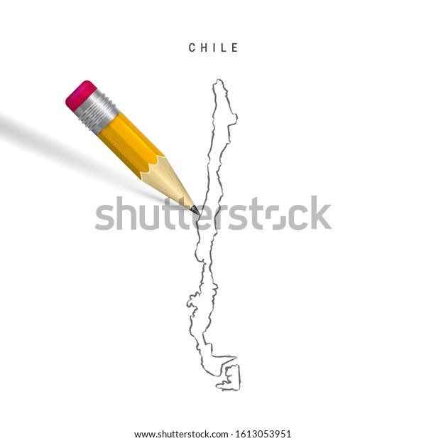 Chile Sketch Outline Map Isolated On 스톡 벡터(로열티 프리) 1613053951 ...