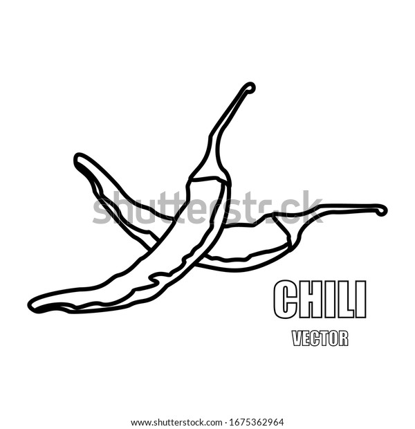 Chili Outline Vector Flat Style Illustration Stock Vector (Royalty Free ...