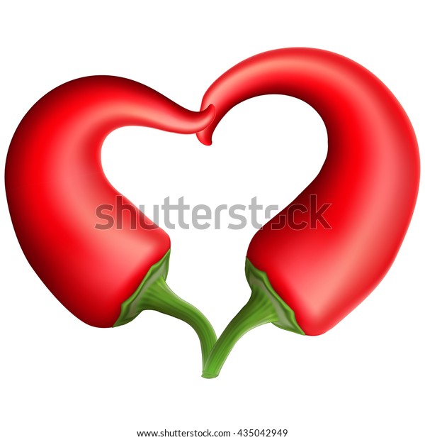 Chili Pepper Heart Shape Isolated On Stock Vector (Royalty Free ...