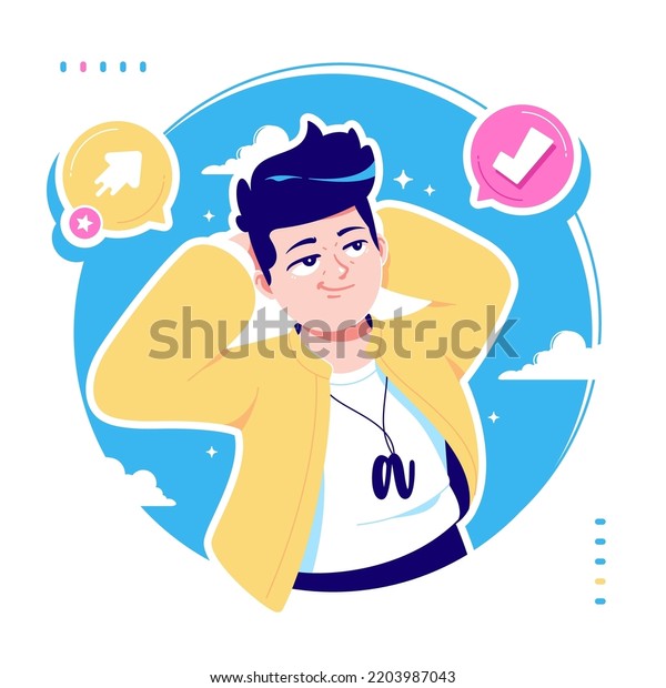 Chill Boy Character Well Done Concept Stock Vector (Royalty Free ...