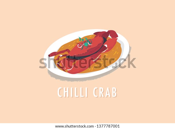 Chilli Crab Illustration Stock Vector (Royalty Free) 1377787001 ...