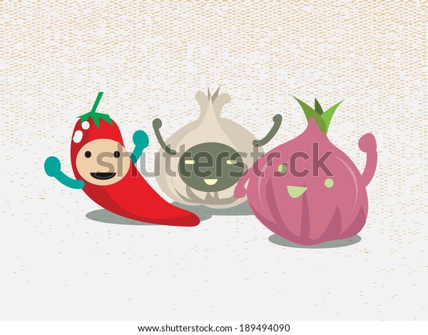 Chilli Garlic Onion Vector Illustration Stock Vector (Royalty Free ...