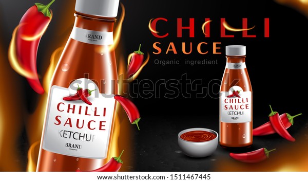 Chilli Hot Sauce Product Ads Chili Stock Vector (Royalty Free) 1511467445