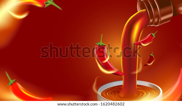 Chilli Hot Sauce Product Ads Chili Stock Vector (Royalty Free ...