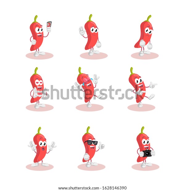 Chilli Mascot Logo Various Characters Stock Vector (Royalty Free ...