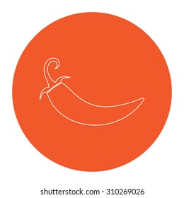 Chilli Pepper Flat Outline White Pictogram Stock Vector (Royalty Free ...