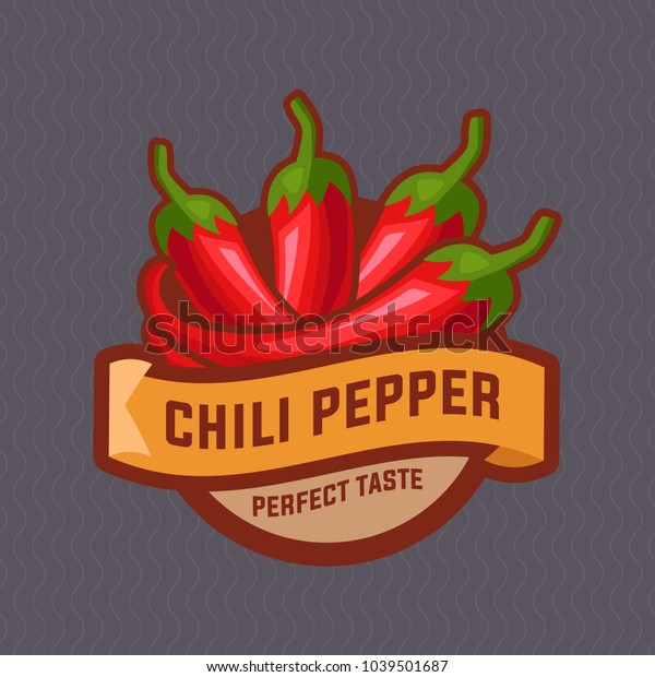 Chilli pepper logo for food label or sticker. Concept for farmers ...