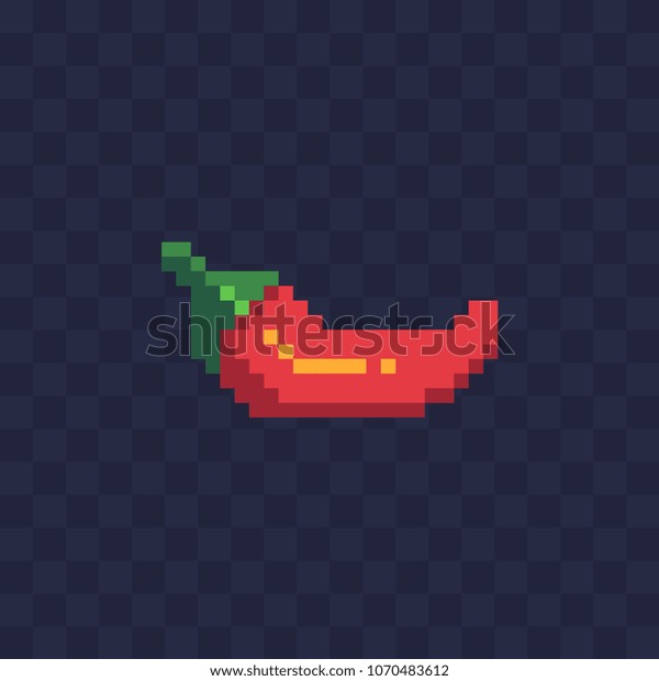 Chilli Red Pepper Pixel Art Icon: vector de stock (libre de regalías ...