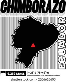Chimborazo Ecuador Mountain Maps Higest Mountain Stock Vector (Royalty ...
