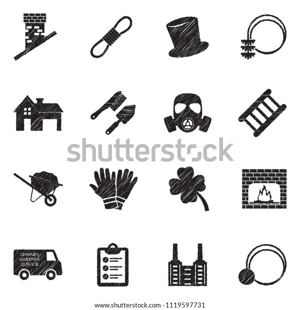 Chimney Sweeper Icons Black Scribble Design Stock Vector (Royalty Free ...