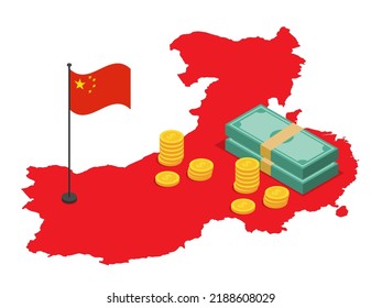 China Flag Red Country Map Money Stock Vector (Royalty Free) 2188608029 ...