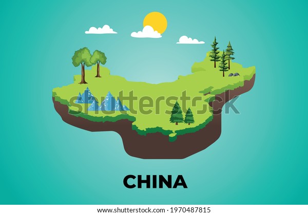 China Map 3d Isometric Map Topographic: เวกเตอร์สต็อก (ปลอดค่าลิขสิทธิ์ ...