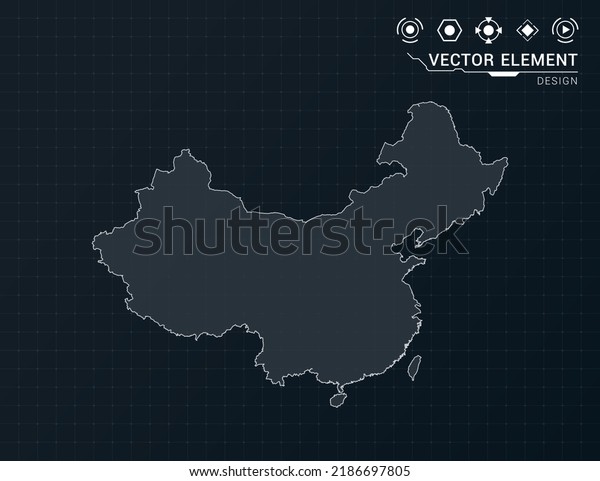 China Map Black Digital Frame Hud: เวกเตอร์สต็อก (ปลอดค่าลิขสิทธิ์ ...