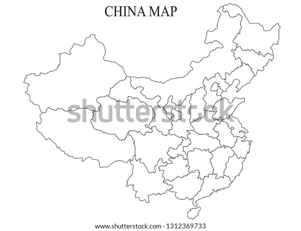 China map drawing, china region and provinces map,, chinese linear and ...