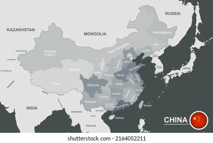 3,992 China map grey Images, Stock Photos & Vectors | Shutterstock