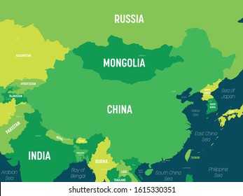 China Map Green Hue Colored On Stock Vector (Royalty Free) 1615330351 ...