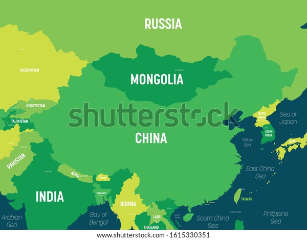 China Map Green Hue Colored On Stock Vector (Royalty Free) 1615330351 ...