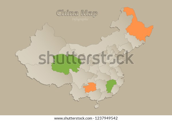 China Map Individual States Separated Infographics Stock Vector ...