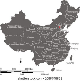 China Map Provinces Outline Vector Scales 库存矢量图（免版税）1089748931 ...