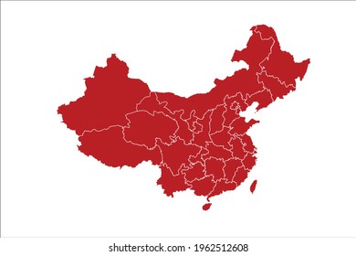 China Map Red Color On White Stock Vector (Royalty Free) 1962512608 ...