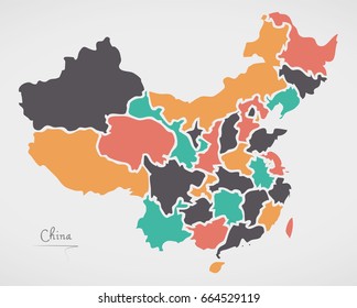 China Map States Modern Round Shapes Stock Vector (Royalty Free ...