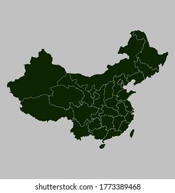 China Map Vector Isolated Green Color Stock Vector (Royalty Free ...