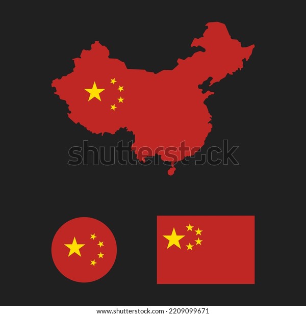 China National Elements Isolated Set Map Stock Vector (Royalty Free ...