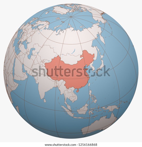 China On Globe Earth Hemisphere Centered Stock Vector (Royalty Free ...