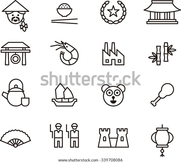 China Outline Icons Stock Vector (Royalty Free) 339708086 | Shutterstock