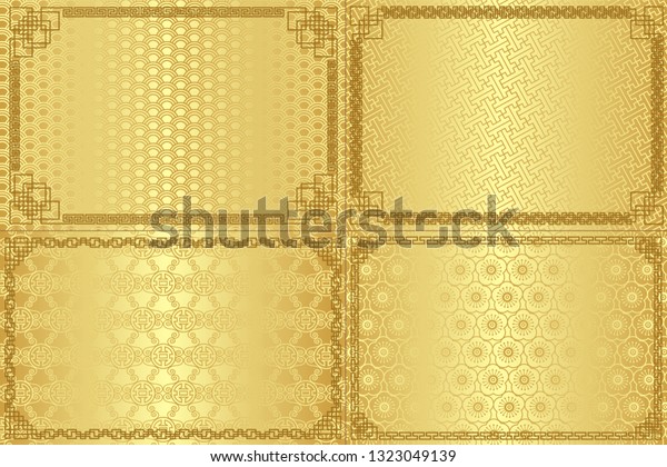 Chinese Card Frame Square Style Gold Stock Vector (Royalty Free ...