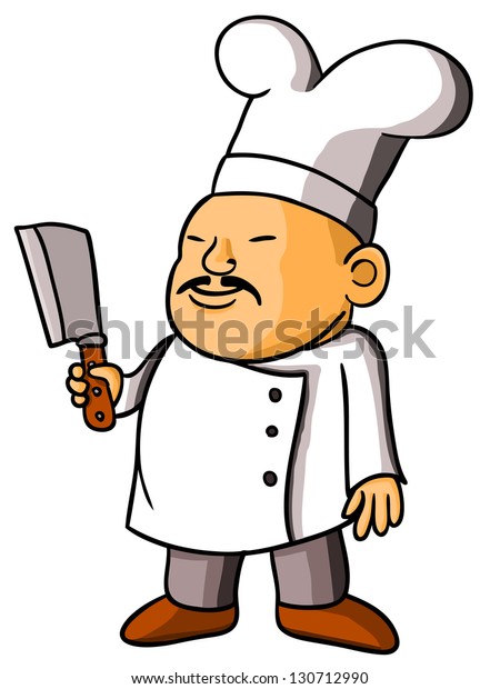 Chinese Chef Big Knife Cartoonvector Isolated Stock Vector (Royalty ...