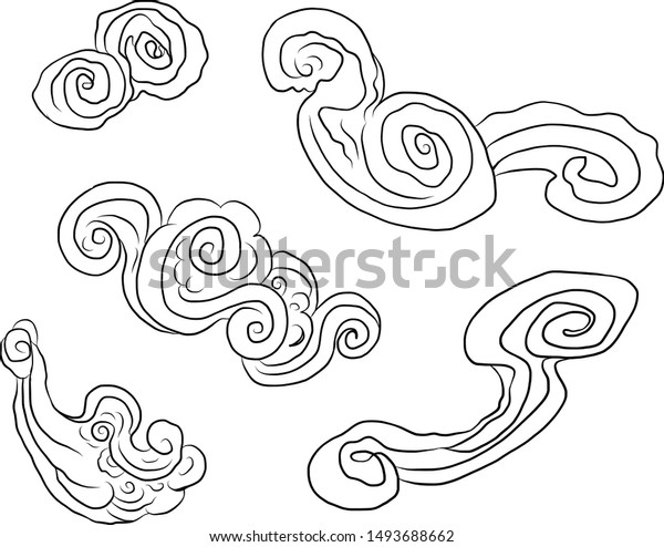 Chinese Clouds Vectorjapanese Wave Tattoo Style Stock Vector (Royalty ...