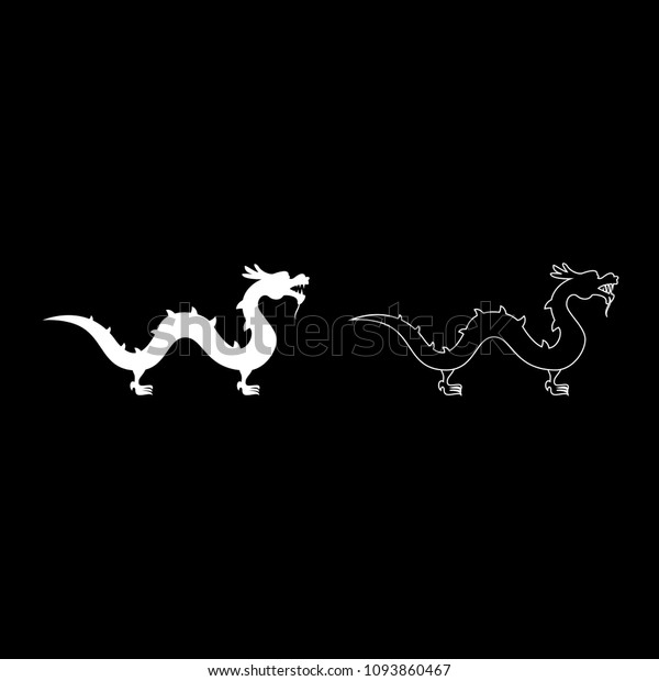 Chinese Dragon Icon Set White Color Stock Vector (Royalty Free ...