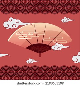 Chinese Fan Clouds Sky Design Stock Vector (Royalty Free) 2198633199 | Shutterstock