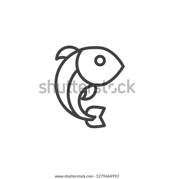 Chinese Fish Line Icon Linear Style Stock Vector (Royalty Free) 1279664992
