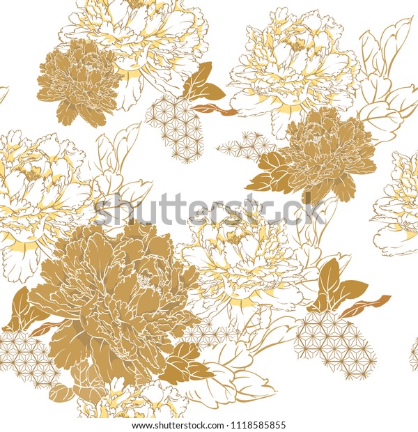 Chinese Flower Pattern Vector Gold Floral Stock Vector (Royalty Free ...