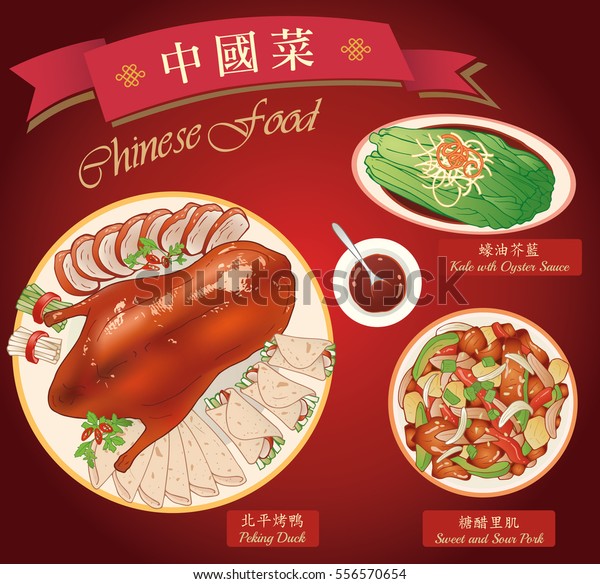 Chinese Food Illustrations Design Elements Chinese Stock Vector ...